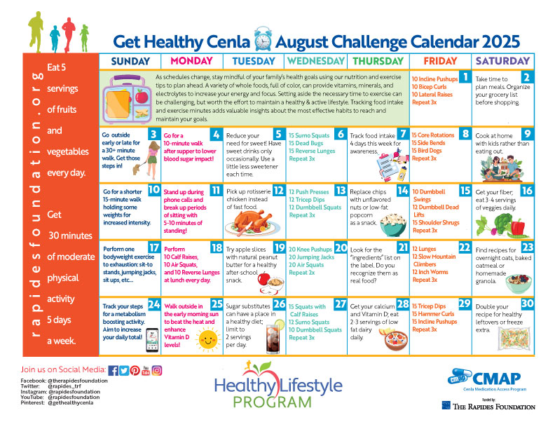 August Challenge Calendar Provides Daily Nutrition, Fitness Tips For ...